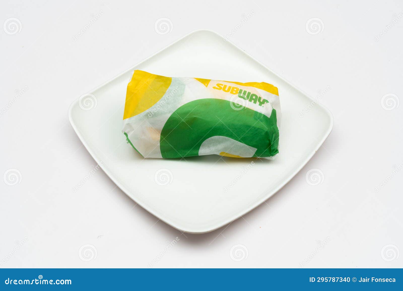 Subway Sandwich In A Packaging With Soft Drink In A Plastic Cup On A ...