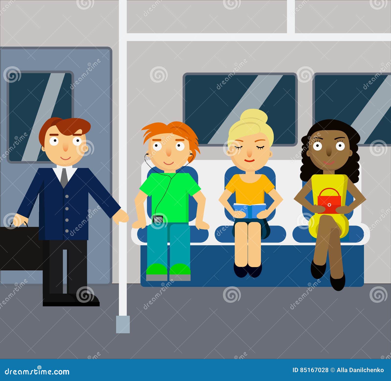 People In Subway Metro Train Vector Illustration | CartoonDealer.com ...