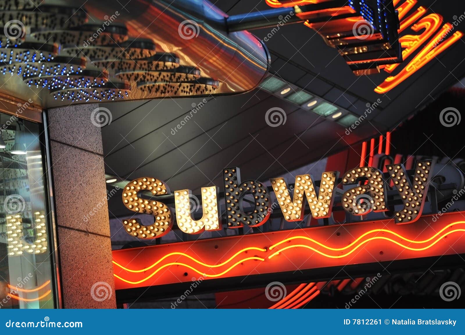 Subway sign stock image. Image of 42nd, musicals, lights - 7812261