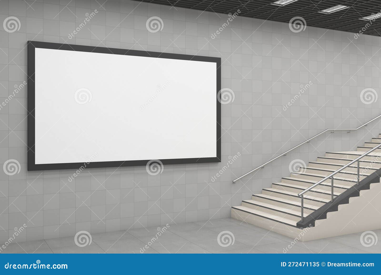 Subway Signage Rectangle Billboard Mockup Stock Image - Image of ...