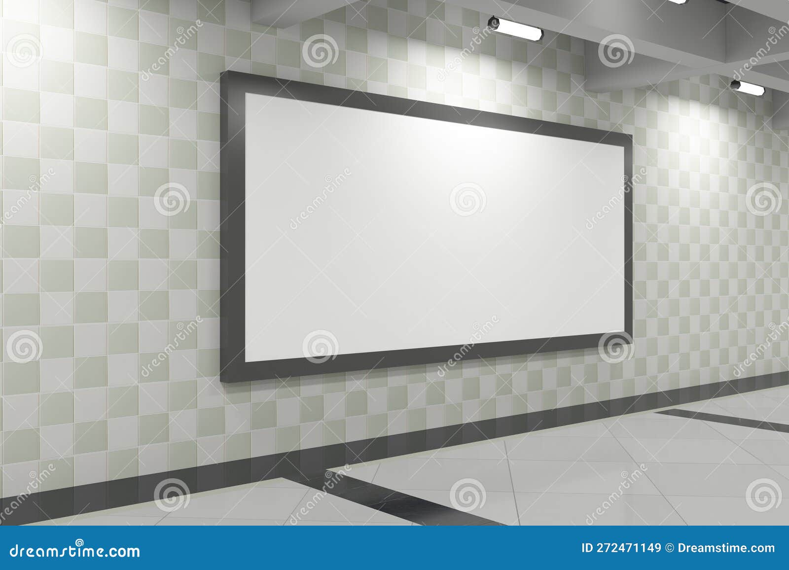 Subway Signage Rectangle Billboard Mockup Stock Image - Image of room ...