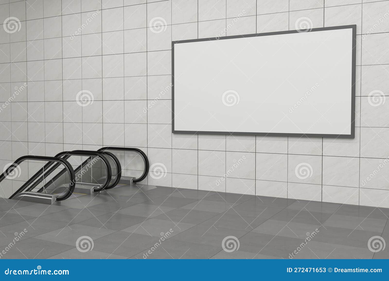 Subway Signage Rectangle Billboard Mockup Stock Image - Image of white ...