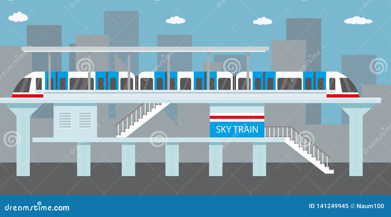 Subway Or Skytrain Station,city Metro Cartoon Vector | CartoonDealer ...