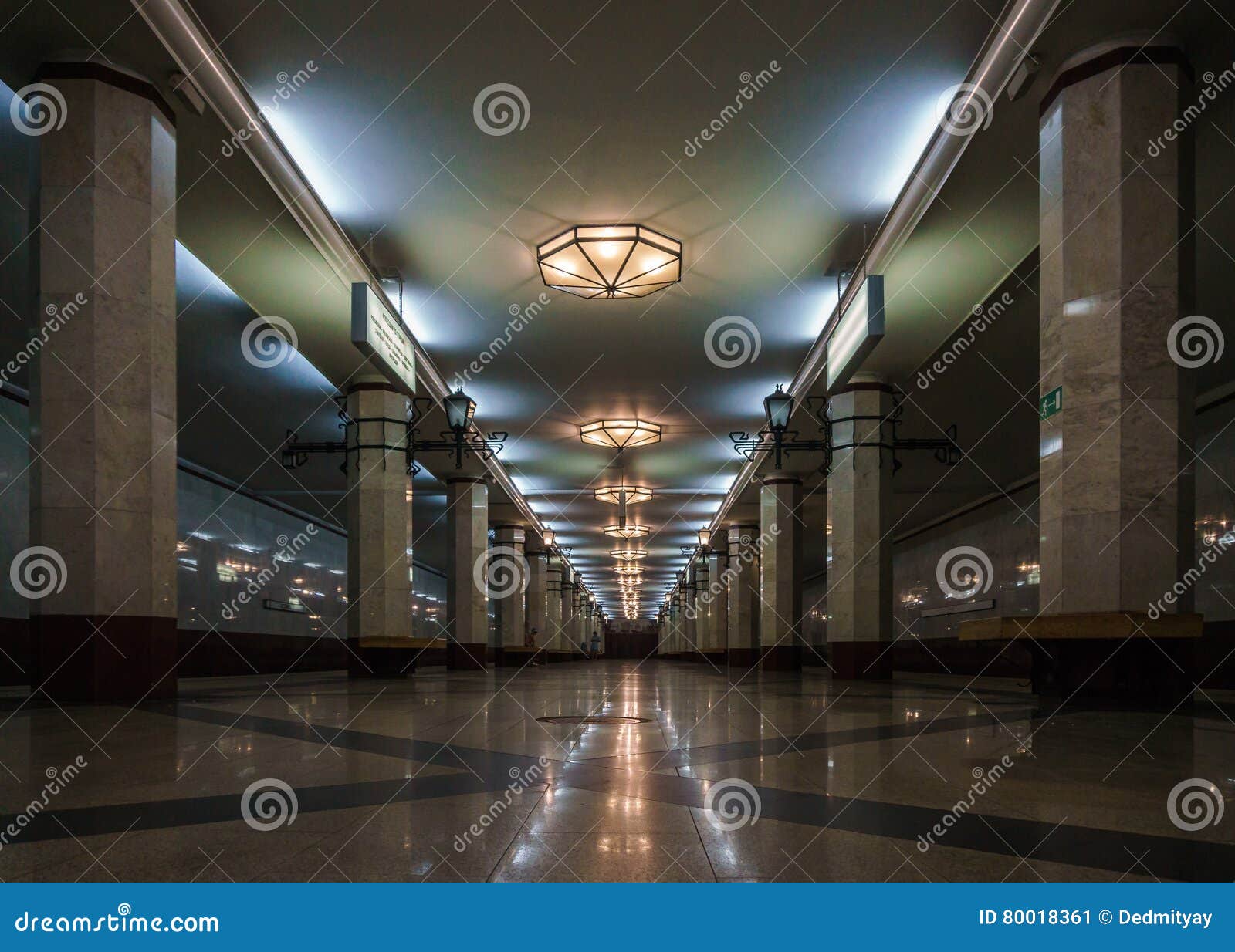 Subway Station with Columns. Underground Stock Image - Image of inside ...