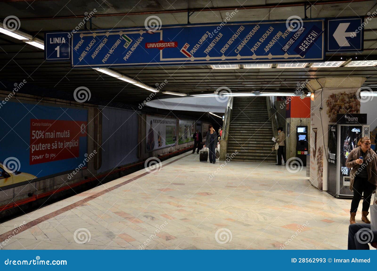 Subway Station with Commuters in Universitate Bucharest Romania ...