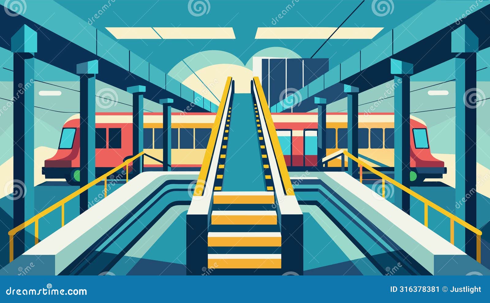 A Subway Station With Elevators And Escalators That Feature Clear Bold ...