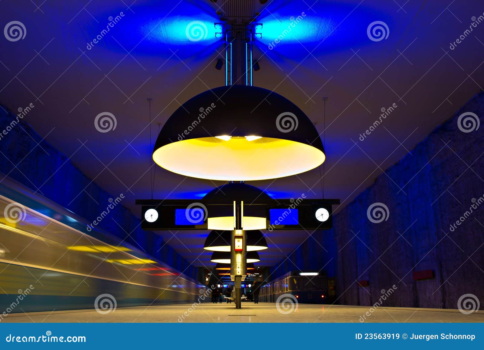 Subway Station with Incoming Trains Stock Image - Image of blue, fast ...