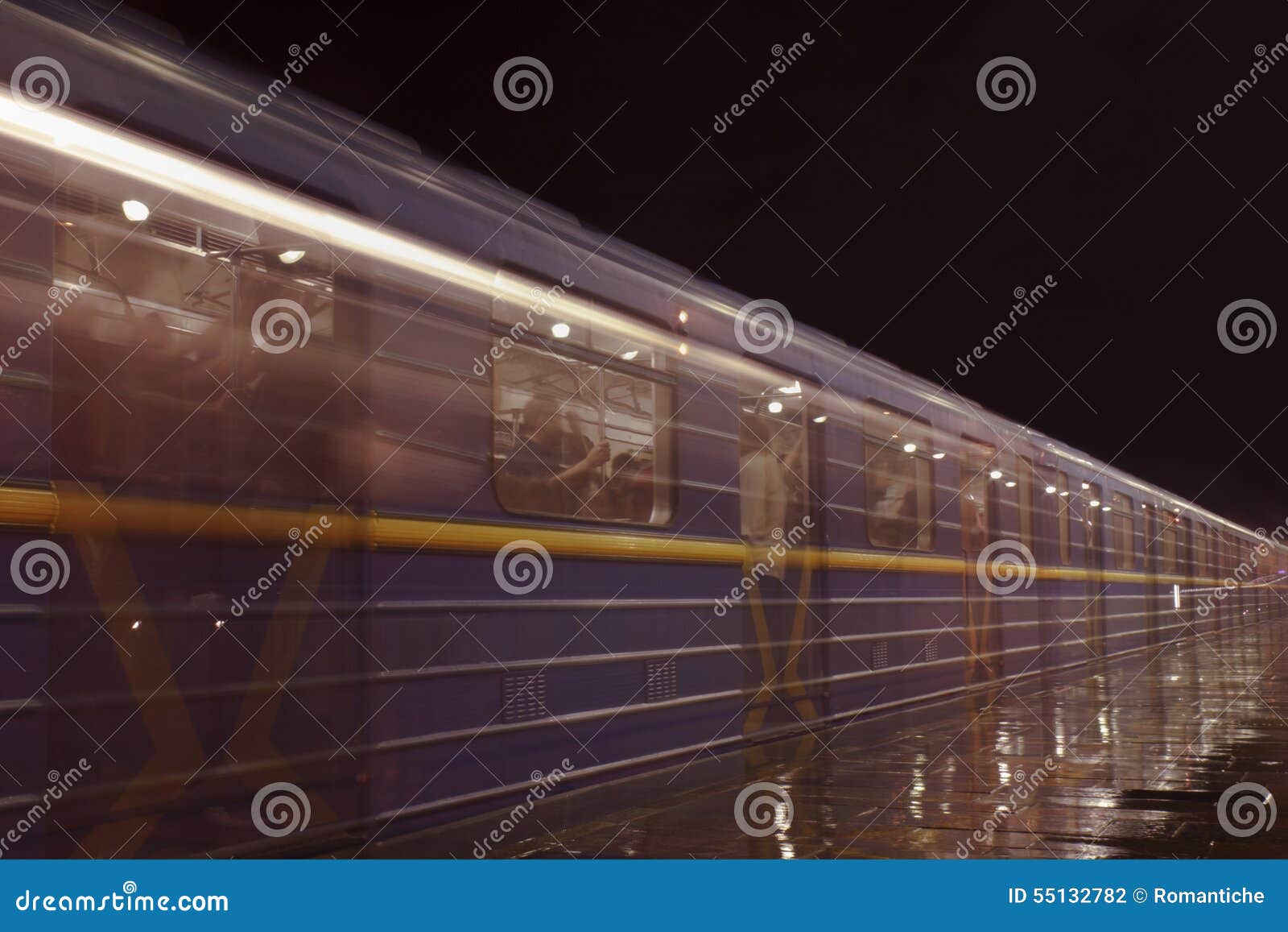 Subway station at night stock photo. Image of scene, tracks - 55132782