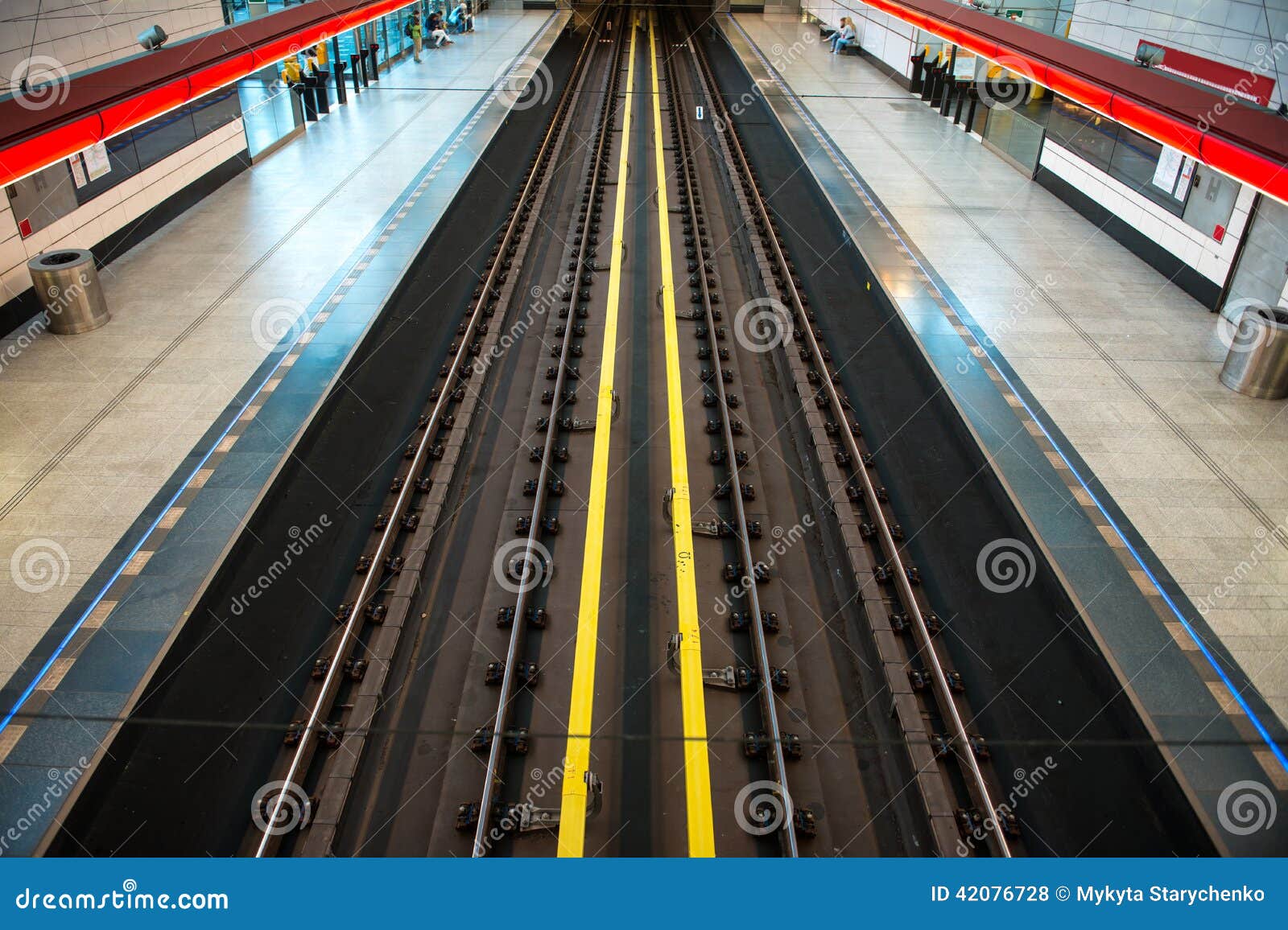 Subway Station View on Rails Stock Photo - Image of column, point: 42076728