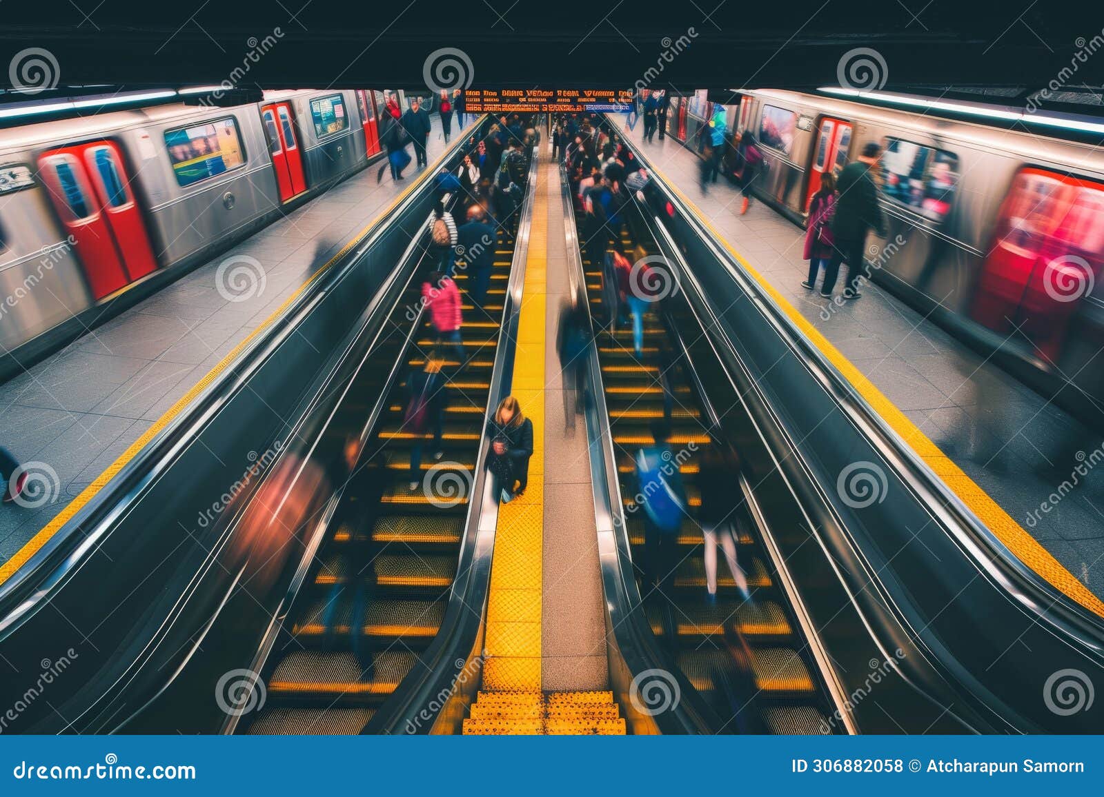 Subway Stations, Train Stations, Over Head View of Rush Hour and Crowds ...