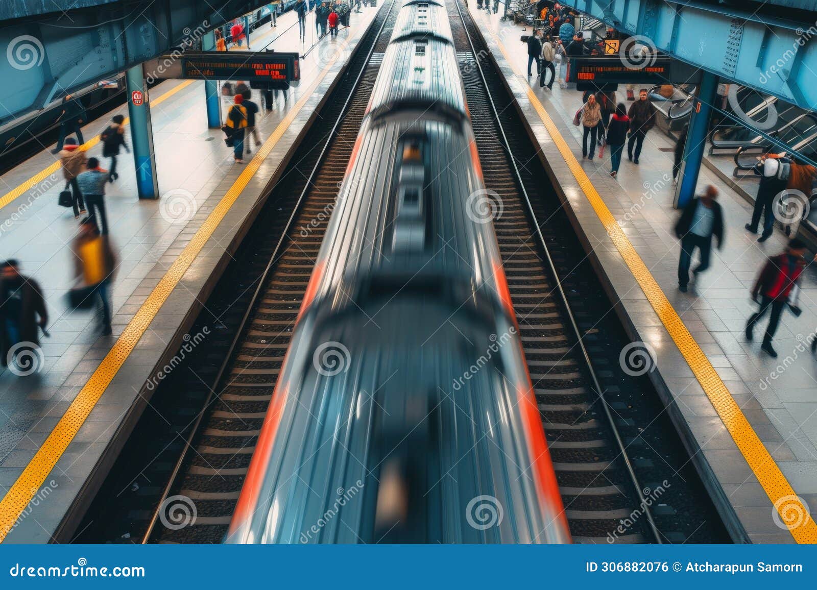 Subway Stations, Train Stations, Over Head View of Rush Hour and Crowds ...