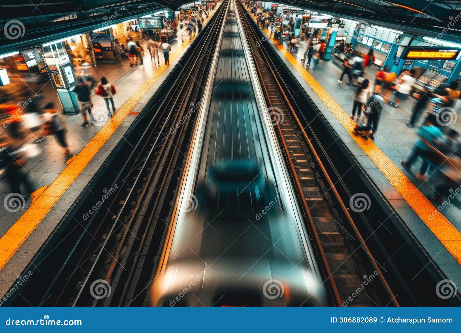 Subway Stations, Train Stations, Over Head View of Rush Hour and Crowds ...