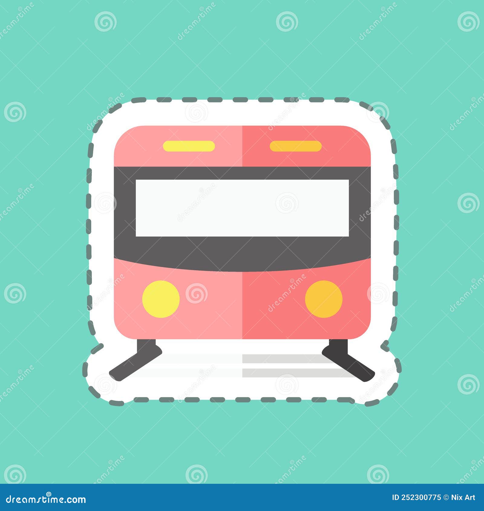 Subway Sticker in Trendy Line Cut Isolated on Blue Background Stock ...