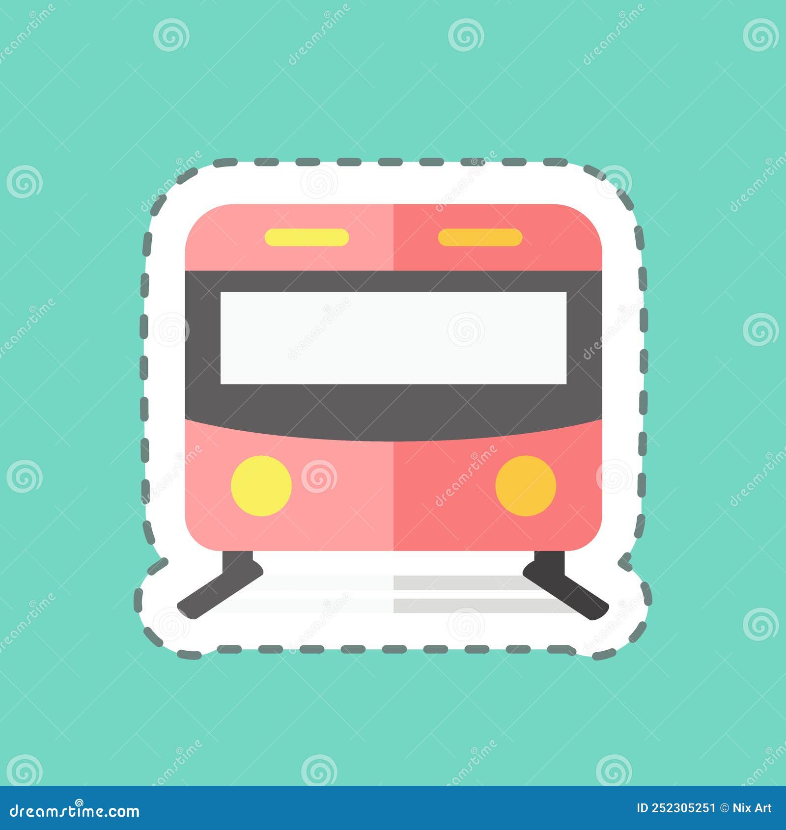 Subway Sticker in Trendy Line Cut Isolated on Blue Background Stock ...