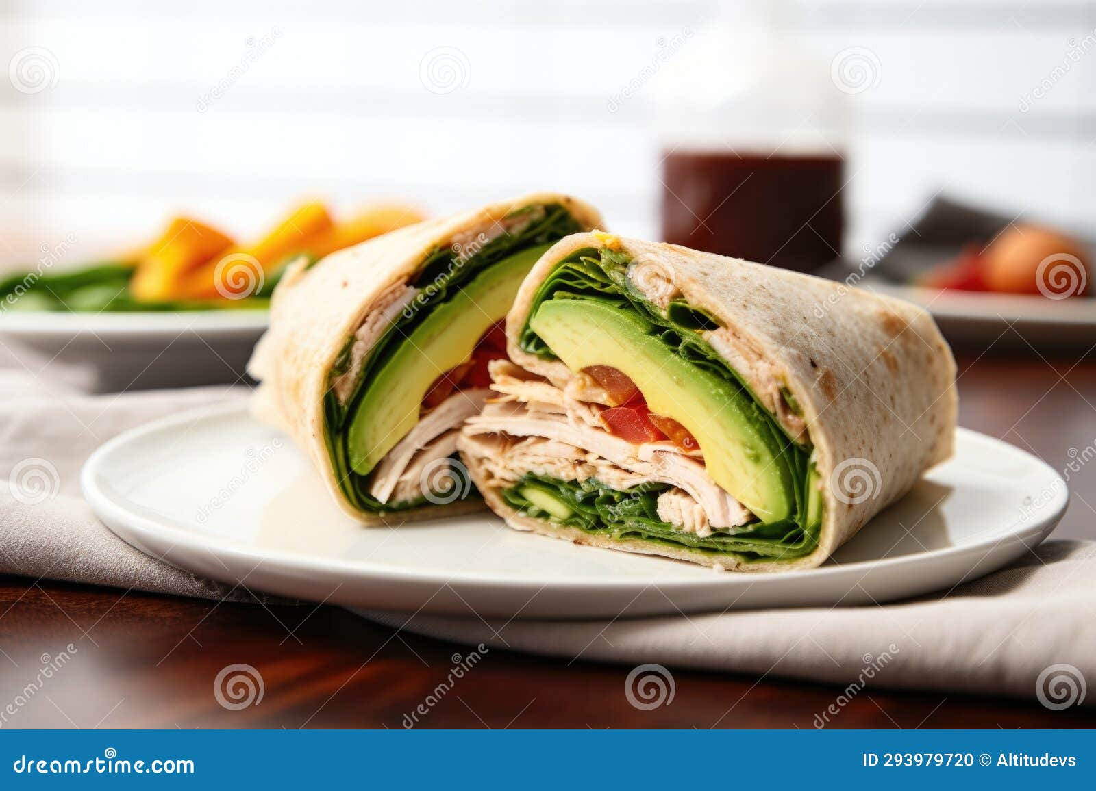 Subway Style Sandwich with Avocado and Turkey in a Napkin Stock ...