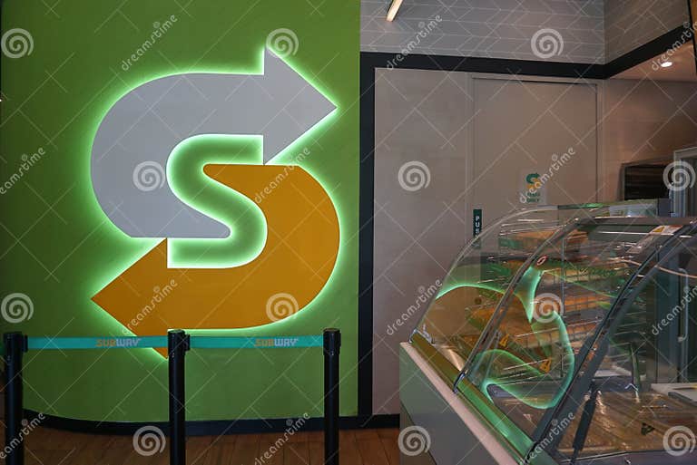 SUBWAY SYMBOL from INSIDE RESTAURANT Editorial Photography - Image of ...
