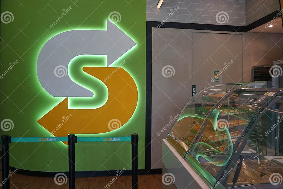 SUBWAY SYMBOL from INSIDE RESTAURANT Editorial Photography - Image of ...