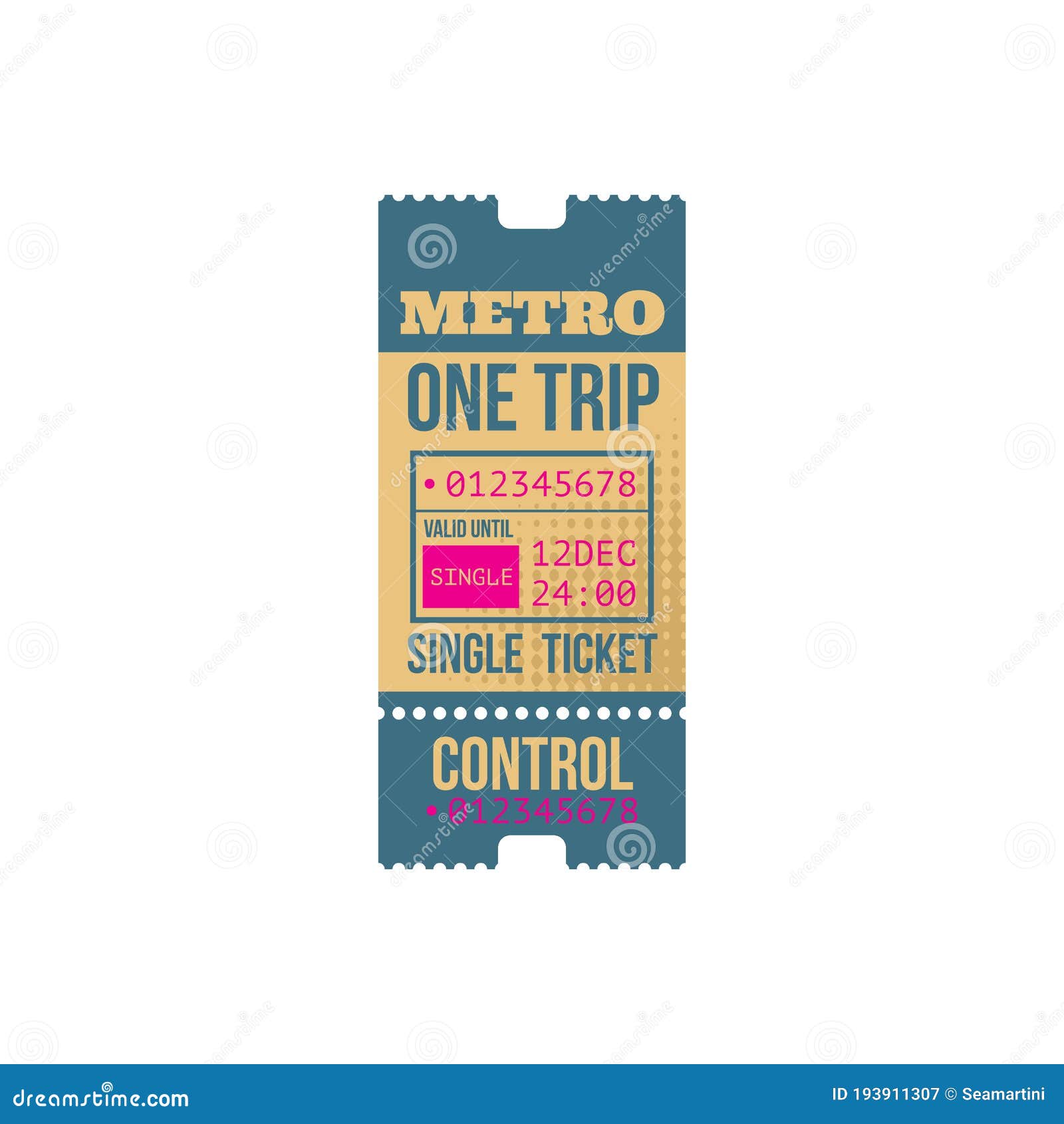 Subway Ticket Isolated Single Pass, Admit One Stock Vector ...