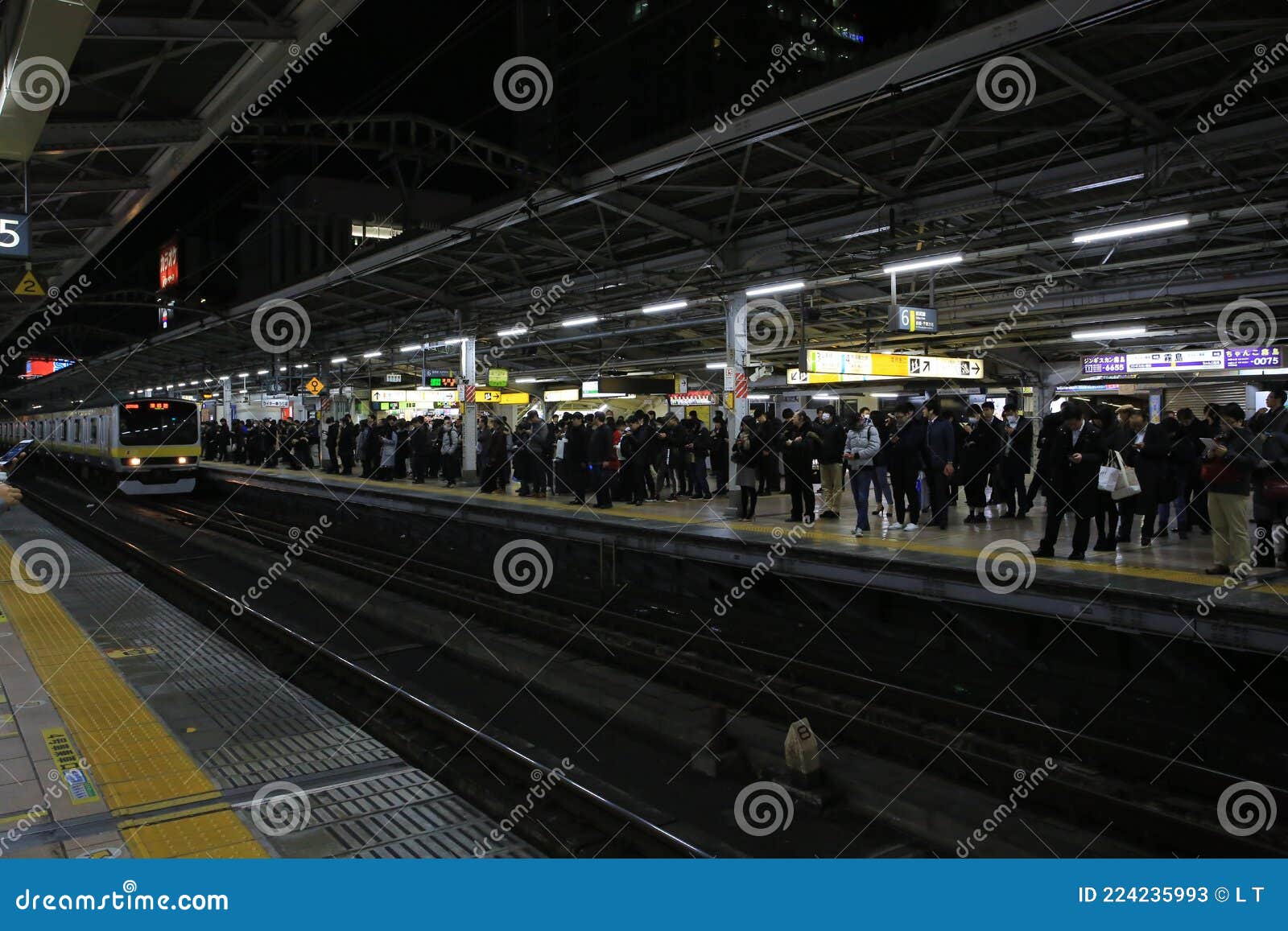 Subway tokyo in rush hour editorial stock photo. Image of people ...