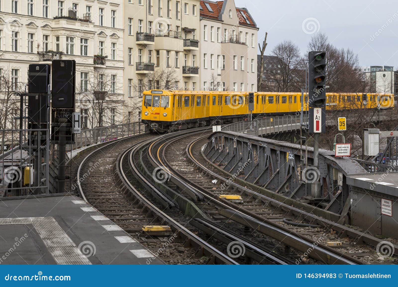 Subway Train Approaching a Station in Berlin Stock Image - Image of ...