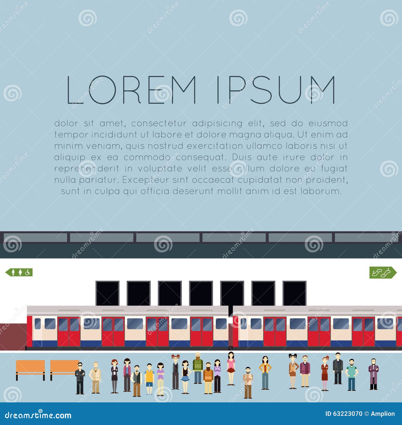 Subway train banner stock vector. Illustration of flat - 63223070