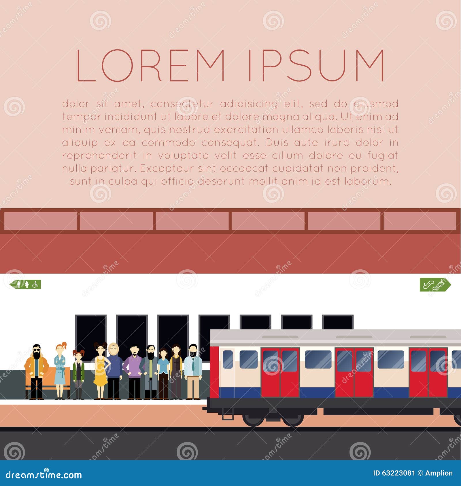 Subway train banner stock vector. Illustration of railroad - 63223081