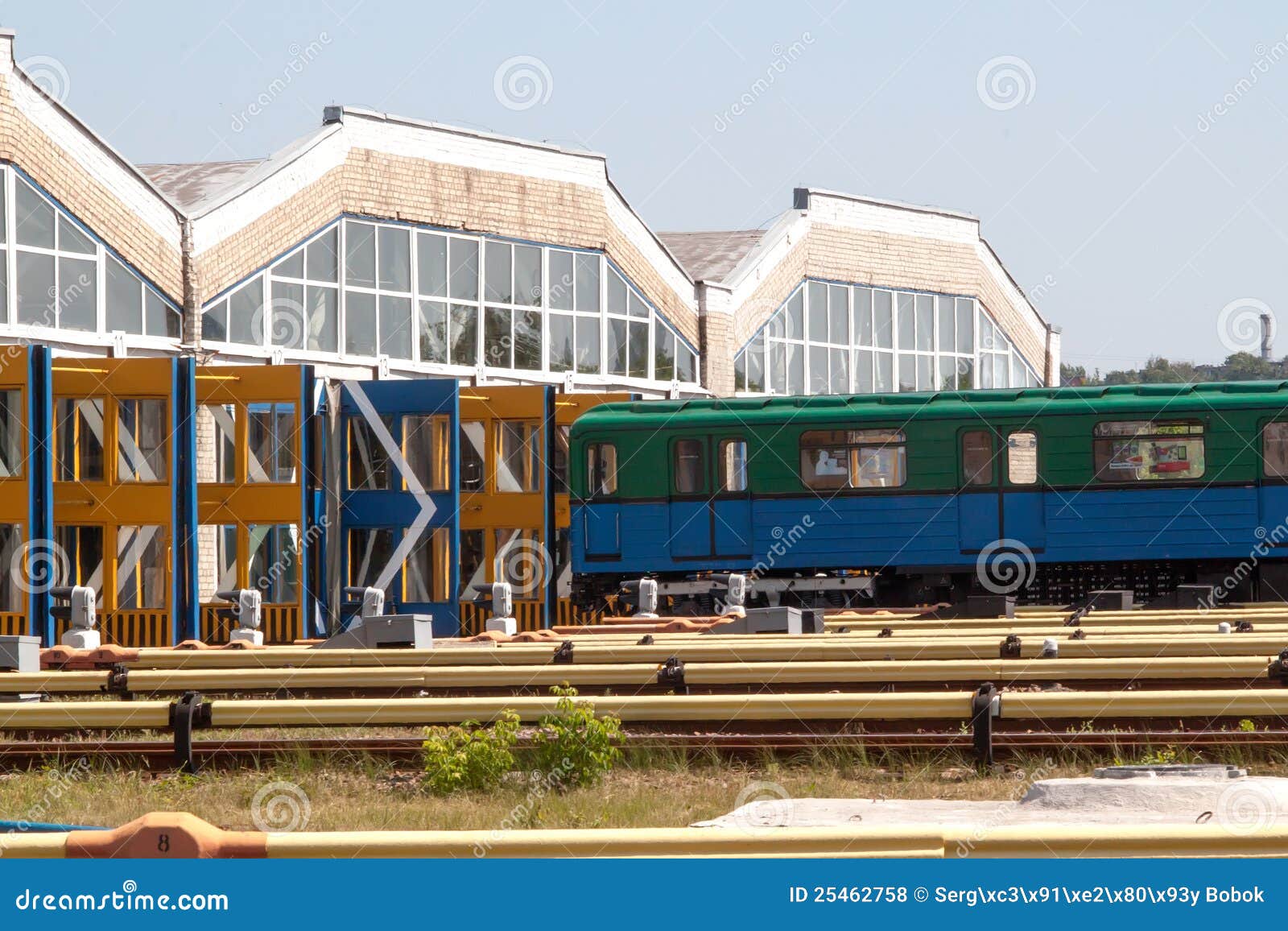 Subway train in depot stock photo. Image of railroad - 25462758