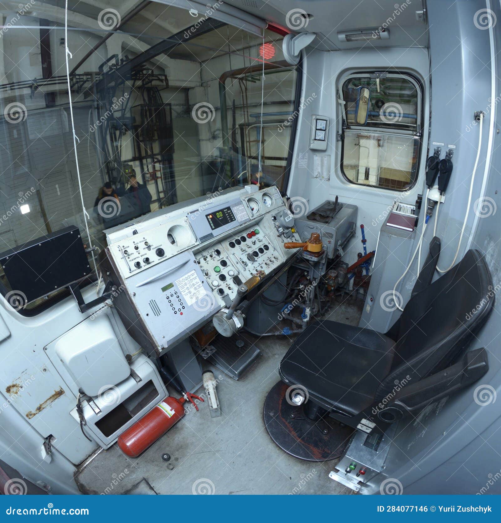 Subway Train Drivers Cabin: Seat, Dashboard, Speed Control Handle ...