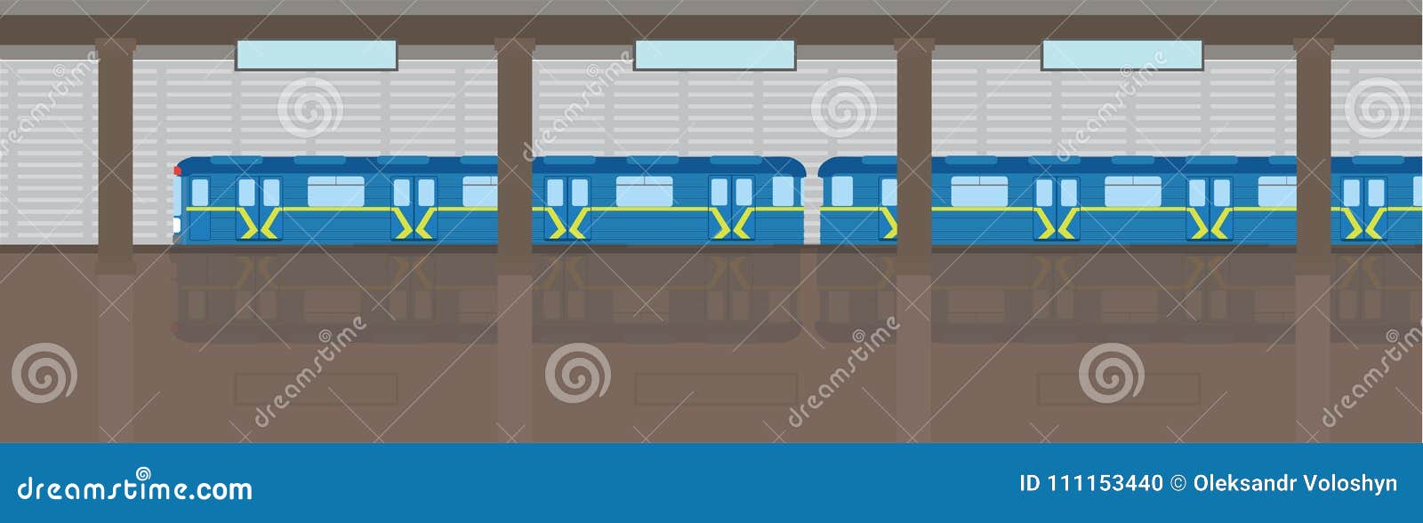 Train Or Metro, Front View, Subway Locomotive Cartoon Vector ...
