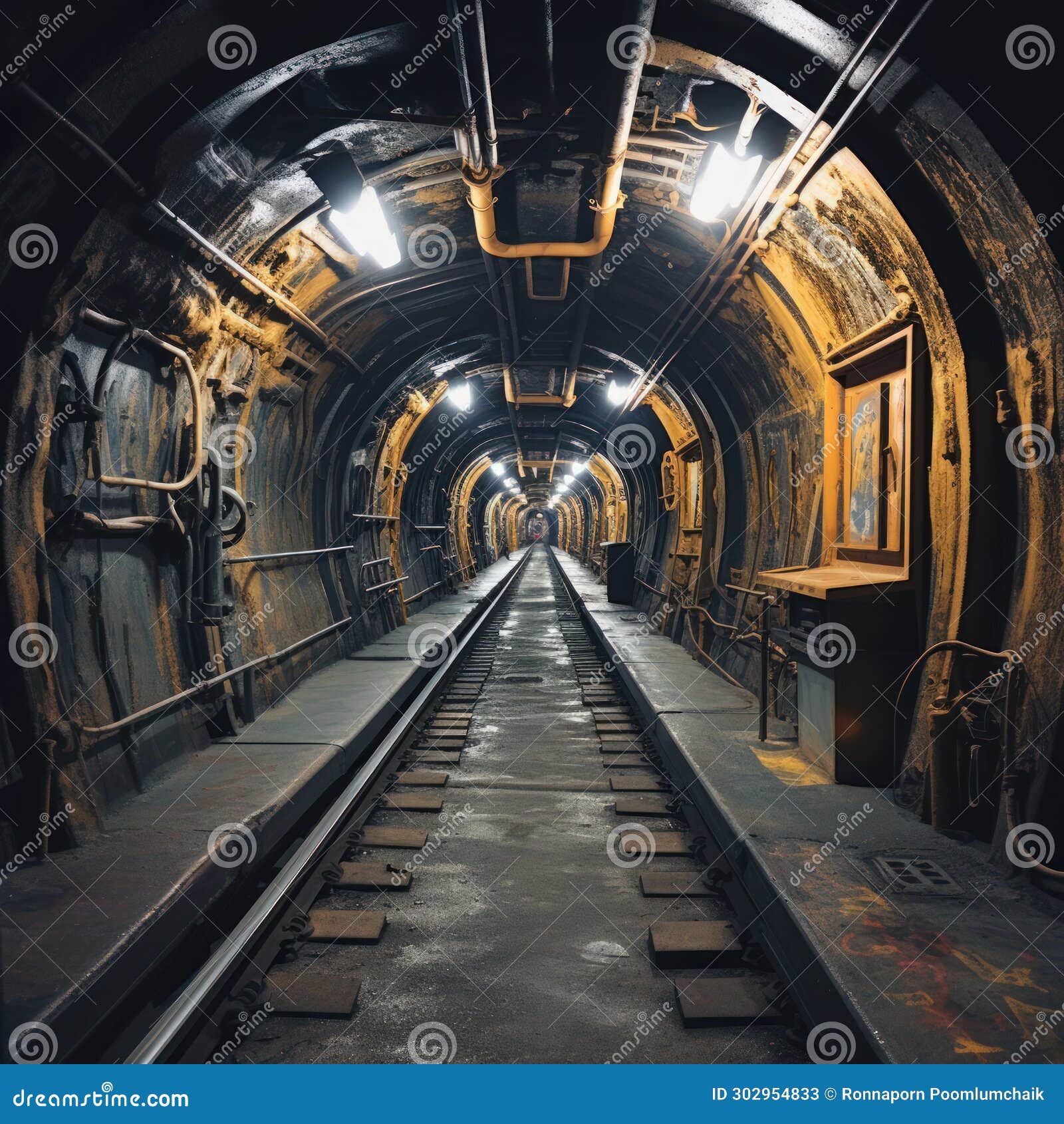 Subway Train Navigating through an Underground Tunnel Stock ...