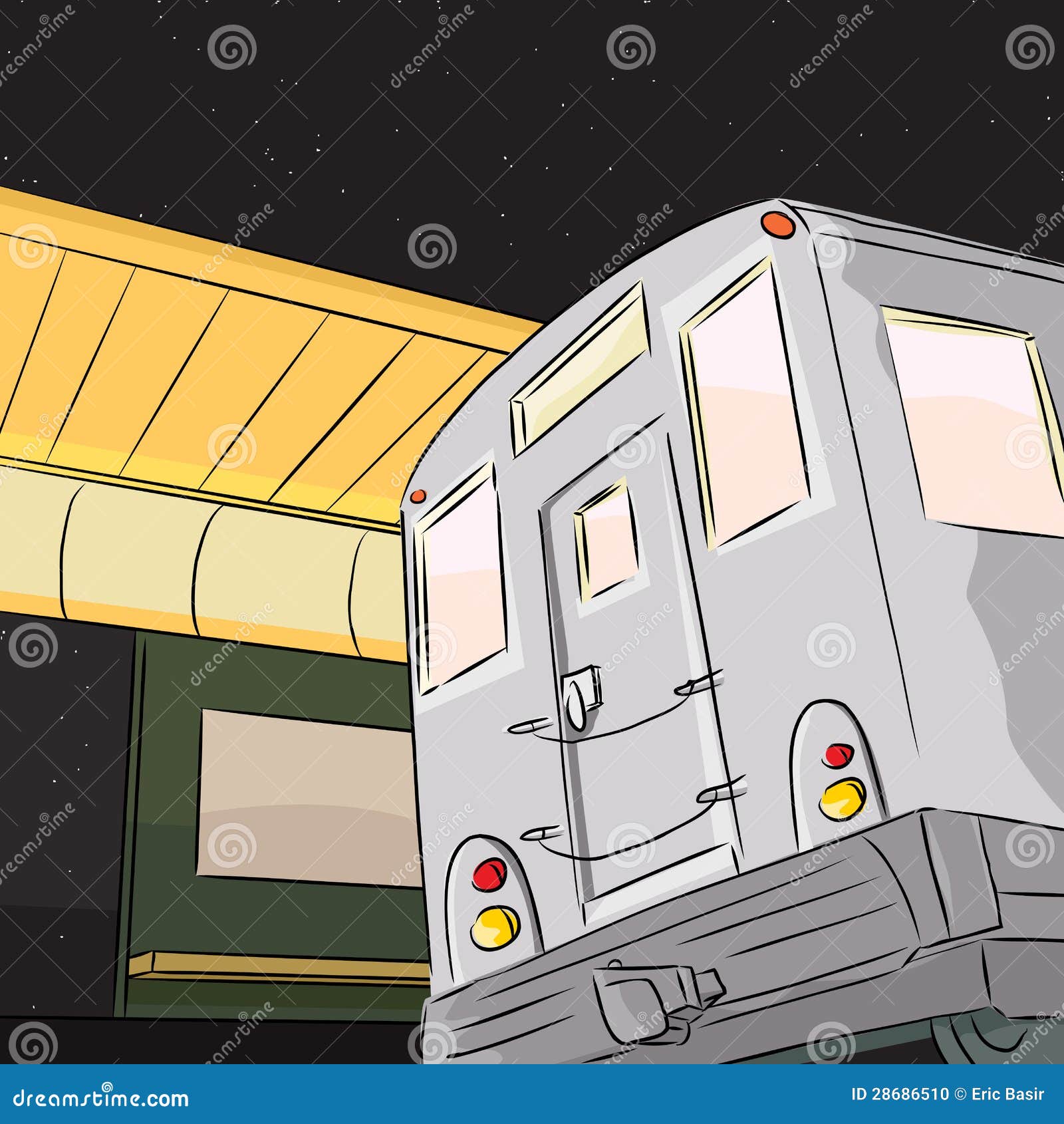 Subway Train at Night stock vector. Illustration of empty - 28686510