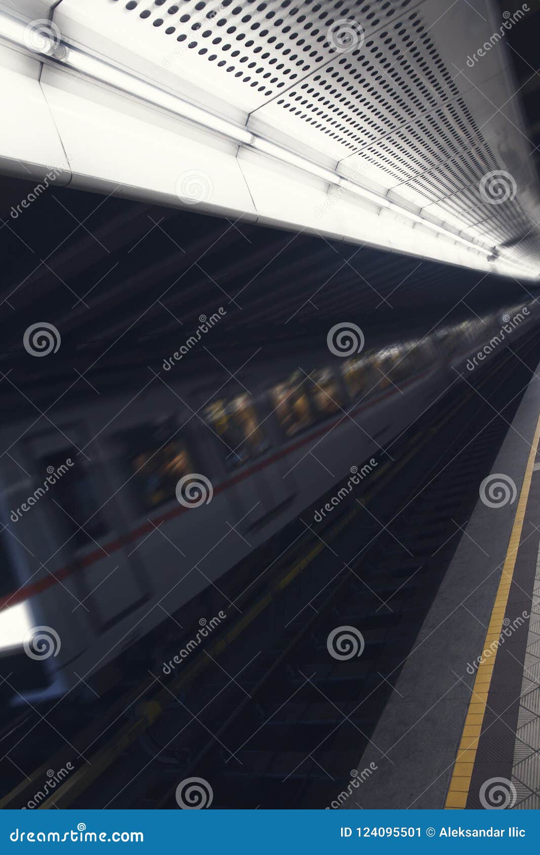 Subway Train Passing By The Station Motion Blur Effect Stock Image Image Of Departure