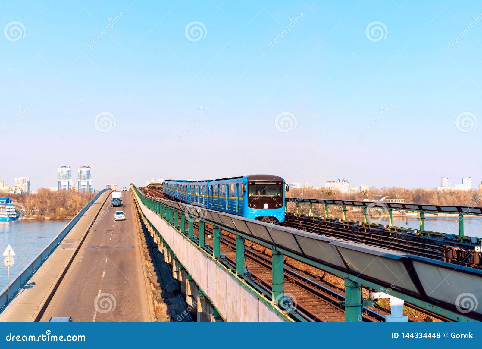 Subway Train Railway Line on the Bridge Stock Photo - Image of speed ...