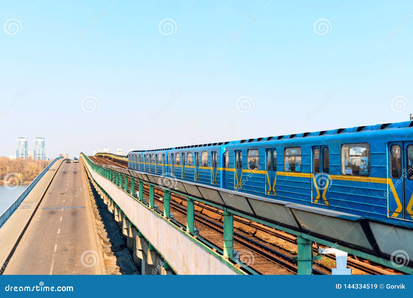 Subway Train Railway Line on the Bridge Stock Image - Image of bridge ...