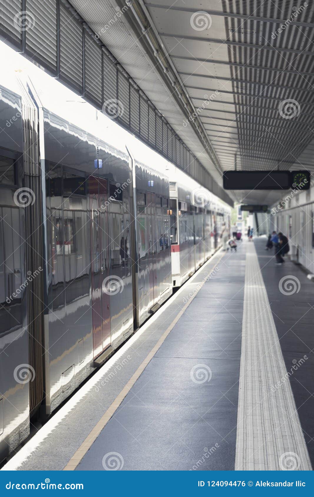 Subway Train Station Outdoors with Train Stopping Stock Photo - Image ...