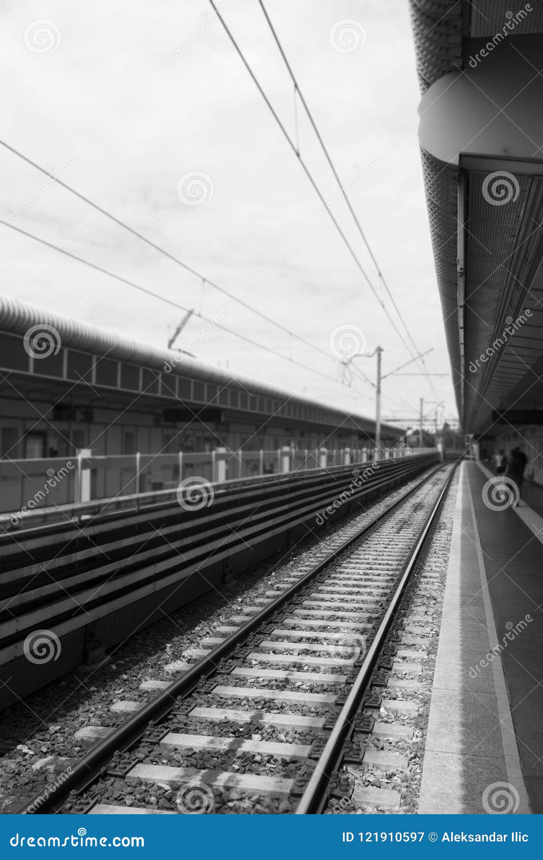 Subway Train Station Outdoors with View of the Rails Stock Image ...