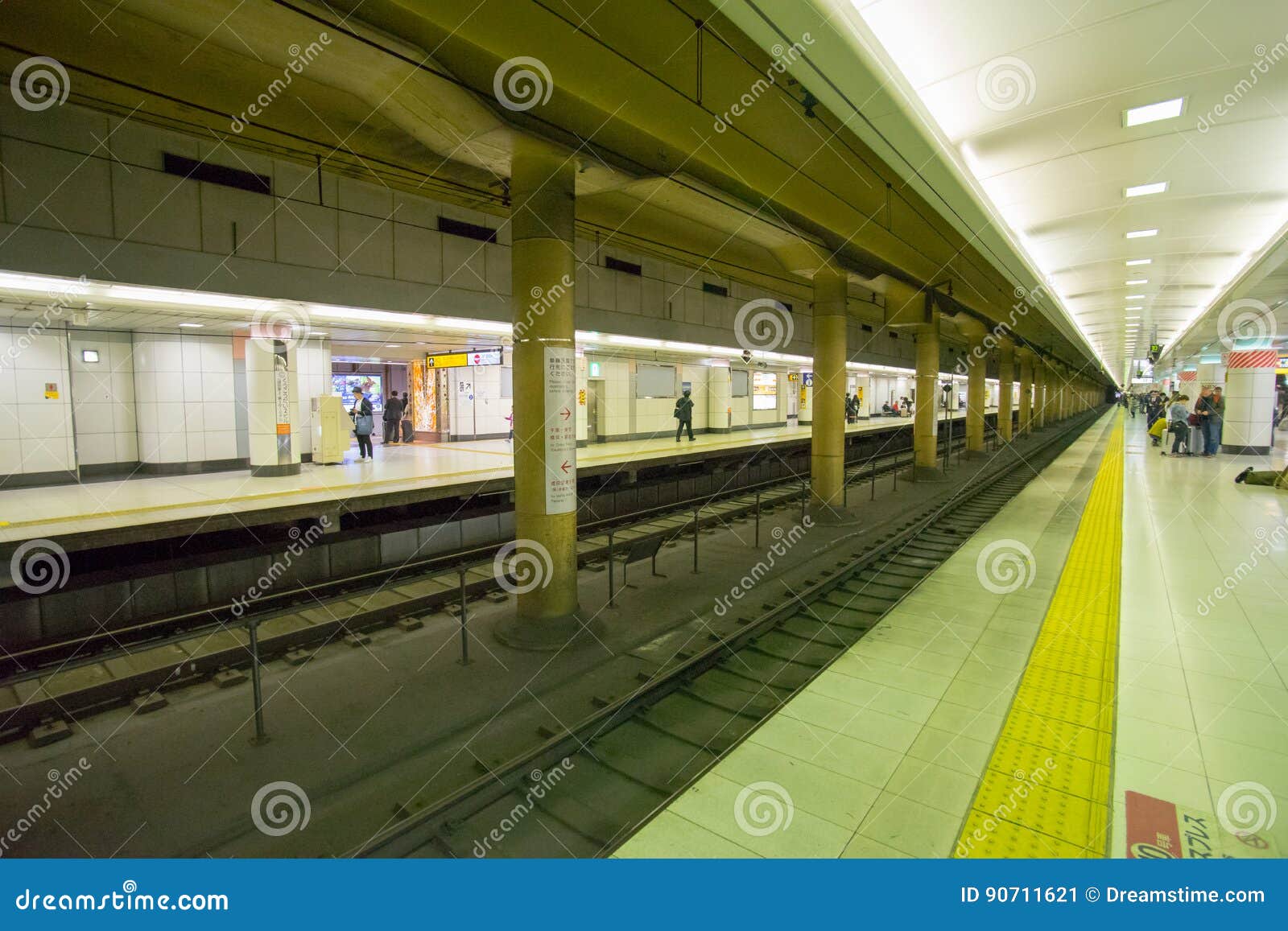 Subway Train Station Platform with Commuters in Tokyo Japan Editorial ...