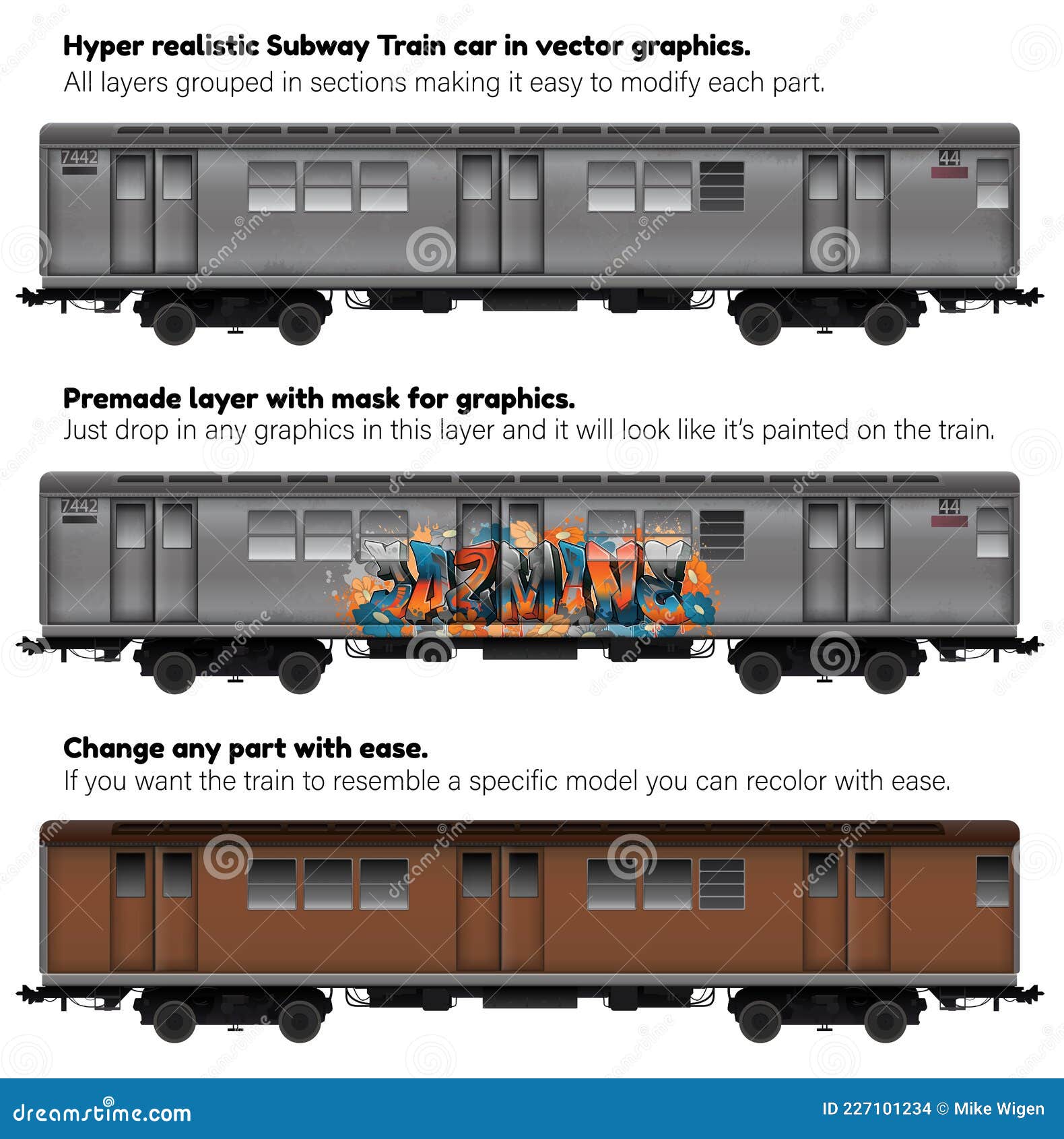 Subway Train in Vector stock vector. Illustration of american - 227101234