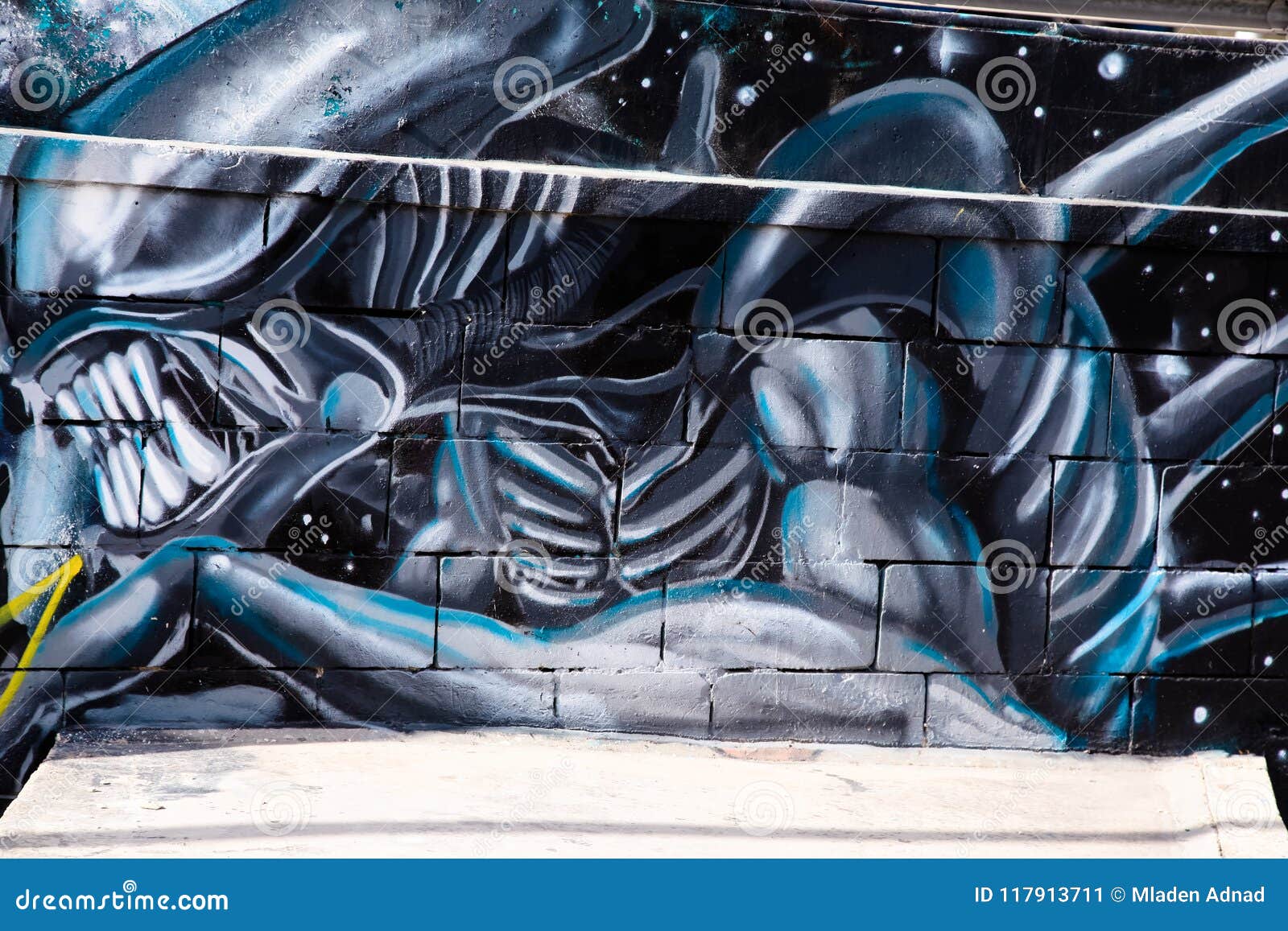 Subway Tunel With Graffiti Of Alien On The Wall Editorial Photo ...