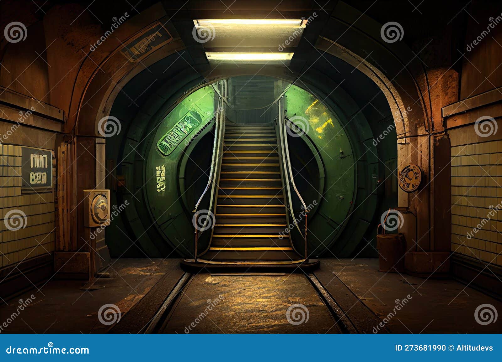 Subway Tunnel with Emergency Exit and Fire Escape Stairs, Ready for ...