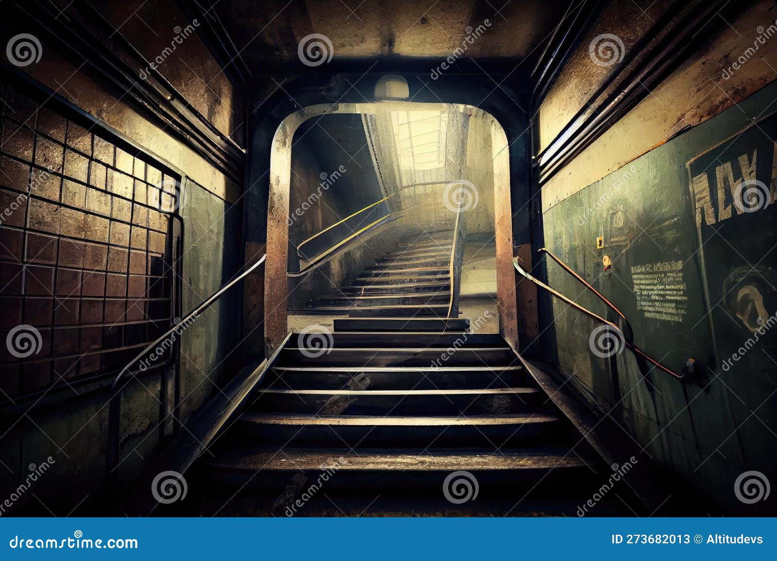 Subway Tunnel with Emergency Exit and Fire Escape Stairs, Ready for ...