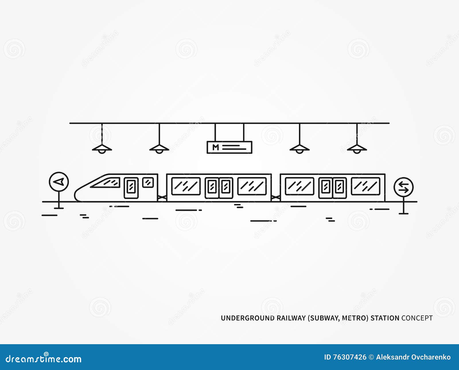 Subway Underground Railway Station Line Vector Illustration Stock ...