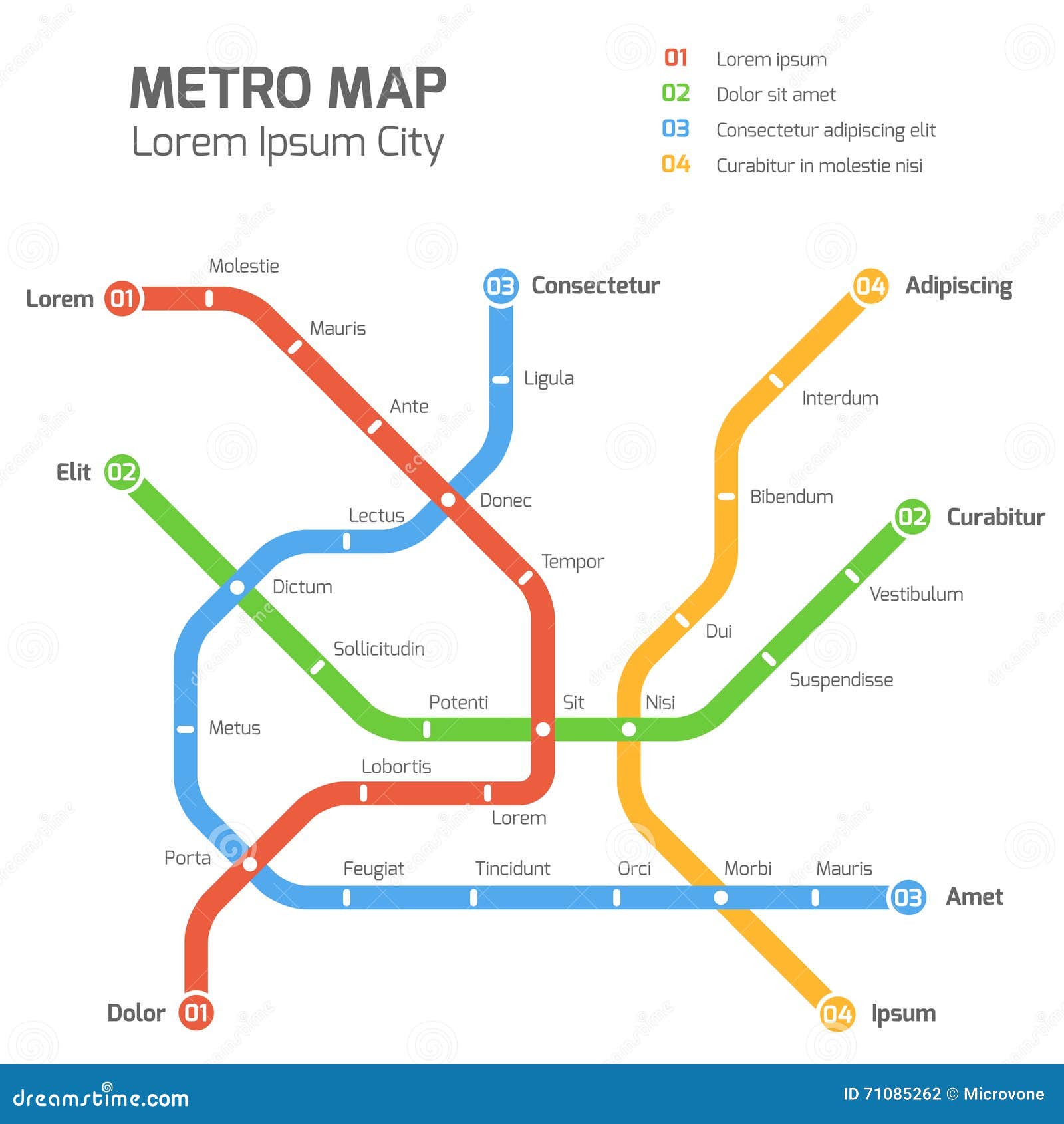 Subway Vector Map Template. City Metro Transportation Scheme Stock ...