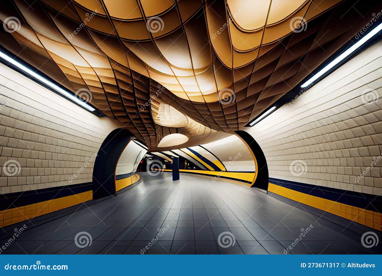 Subways with Different Patterns, Shapes on the Walls and Ceilings Stock ...