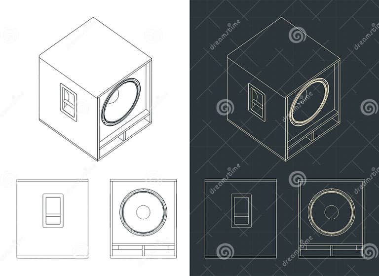 Subwoofer blueprints stock vector. Illustration of volume - 249033001