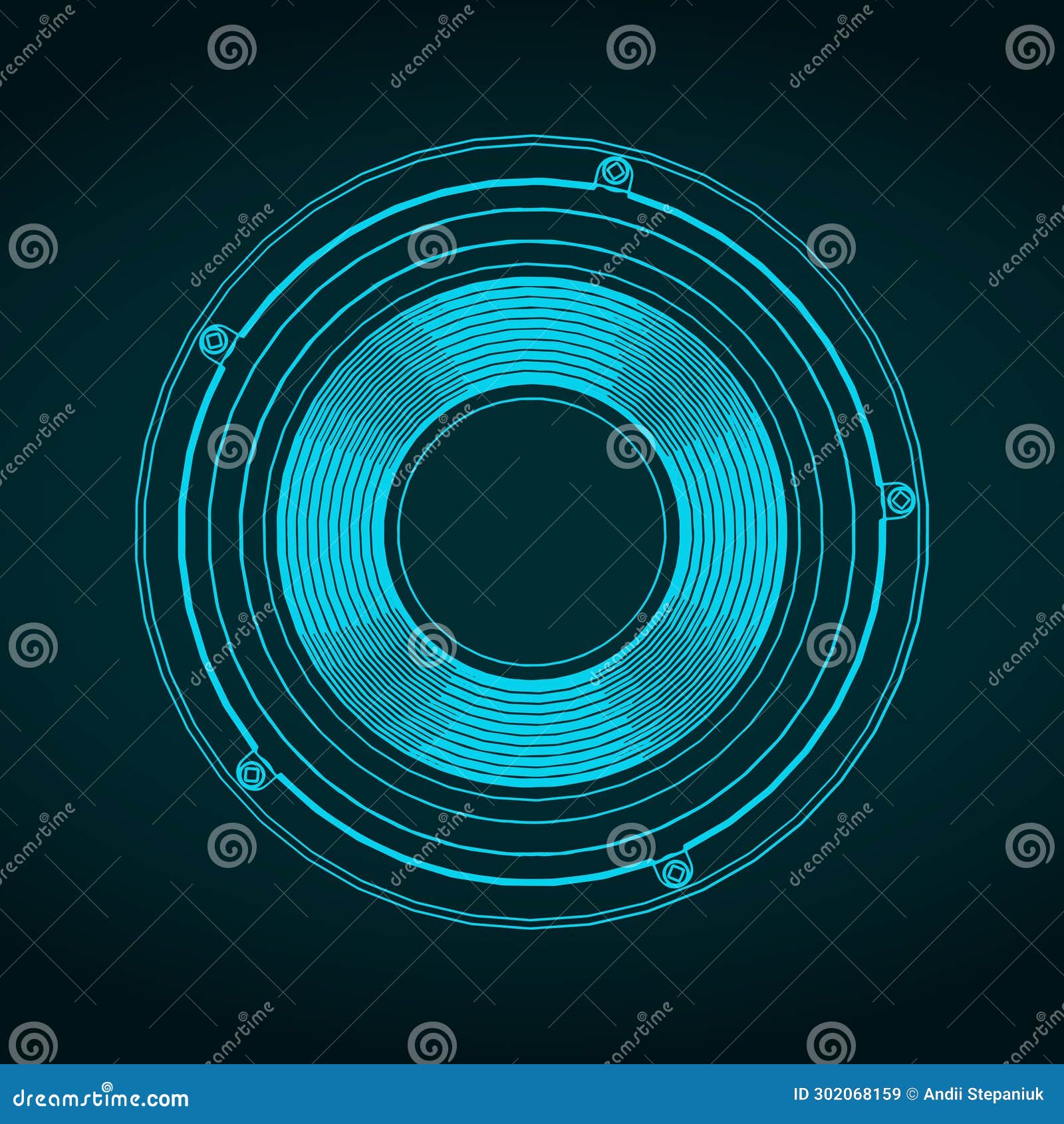 Subwoofer Speaker Blueprint Stock Vector - Illustration of electronic ...