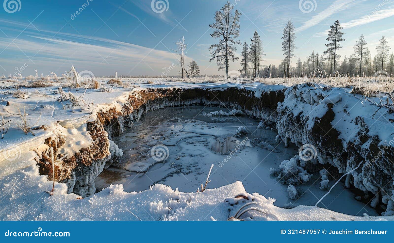 Subzero Terrain View Displaying Frozen Soil Underneath the Stark ...