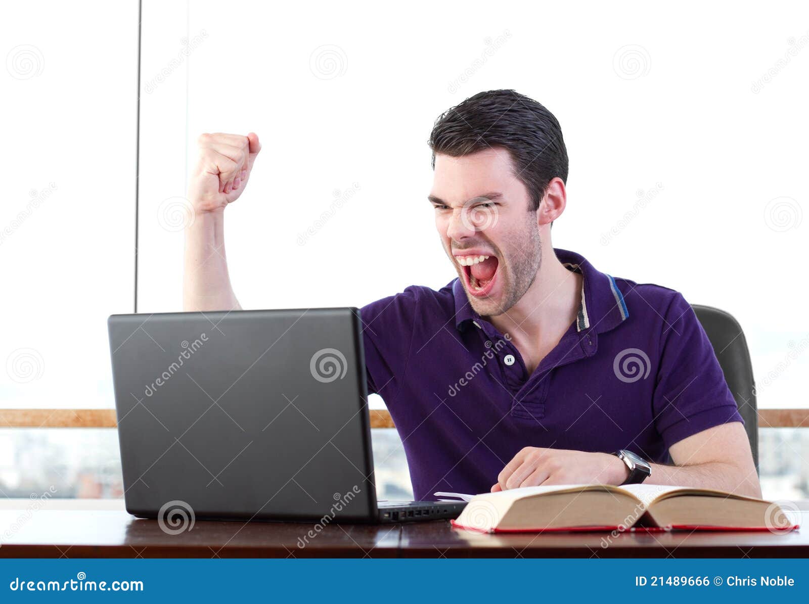 Success! stock photo. Image of person, laptop, library - 21489666