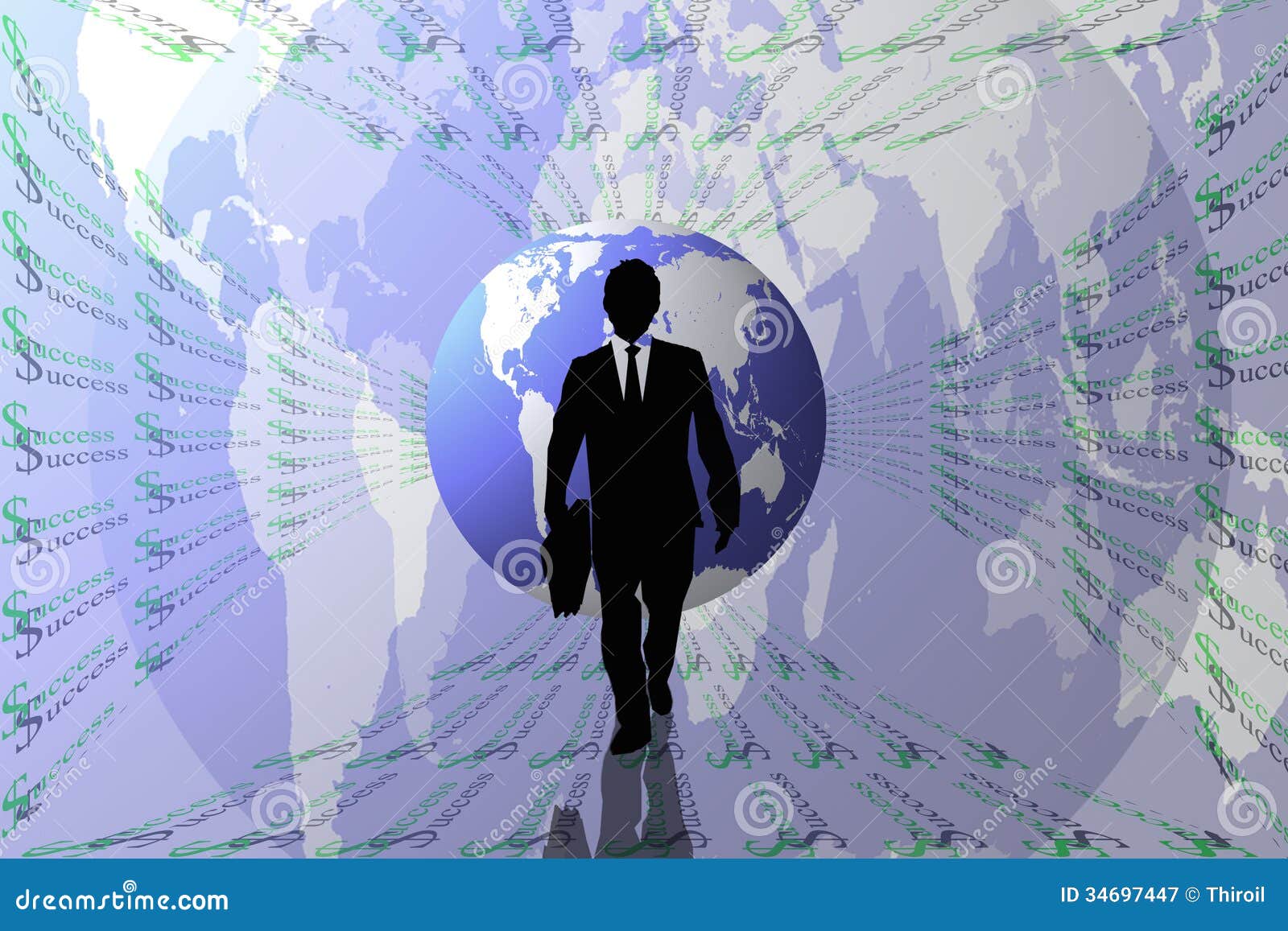 Success Abstract Background with Earth and Business Man. Stock ...