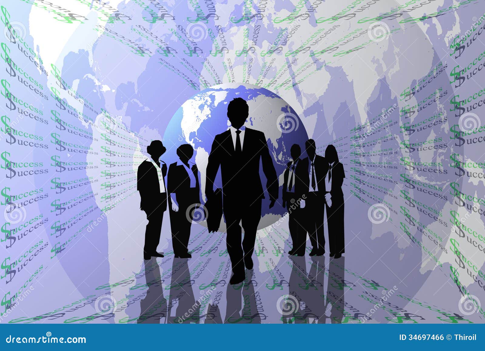 Success Abstract Background with Earth and Teamwork. Stock Illustration ...